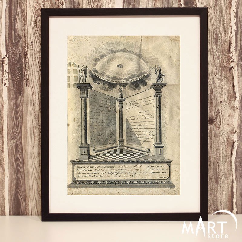 Masonic Poster, Freemason Wall Art Decoration - Masonic Diploma 1 ...